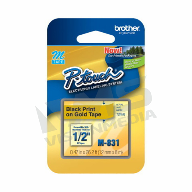 BROTHER BLACK ON GOLD TAPE 12MM (M-831) (EOL) – Vision Media