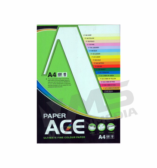 UNI ACE 80GSM A4 SIZE COLOUR PAPER (PARROT GREEN) (450 SHTS) – Vision Media