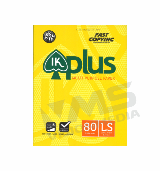IK PLUS 80GSM Q4 / LETTER SIZE PAPER (500 SHEETS) – Vision Media