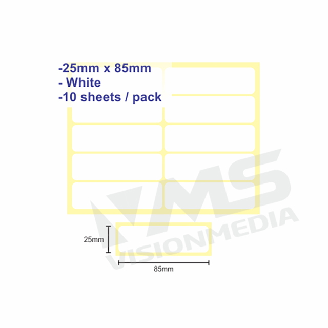 LABEL STICKER 25MM X 85MM (WHITE) – Vision Media