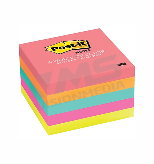 3M POST-IT NOTES 654-5AN, 3″X3″ 5 NEON COLOURS (POPTIMISTIC) – Vision Media