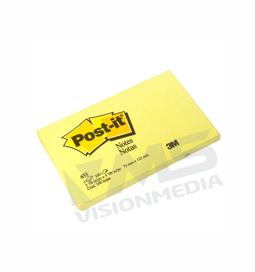 3M POST-IT NOTES 655, 3″X5″, CANARY YELLOW (100 SHTS/PAD) – Vision Media