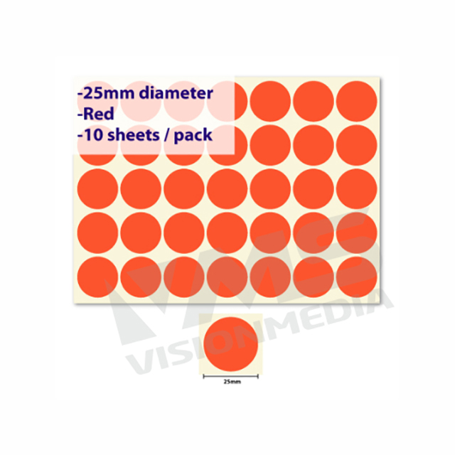 LABEL STICKER ROUND 25MM (RED) – Vision Media