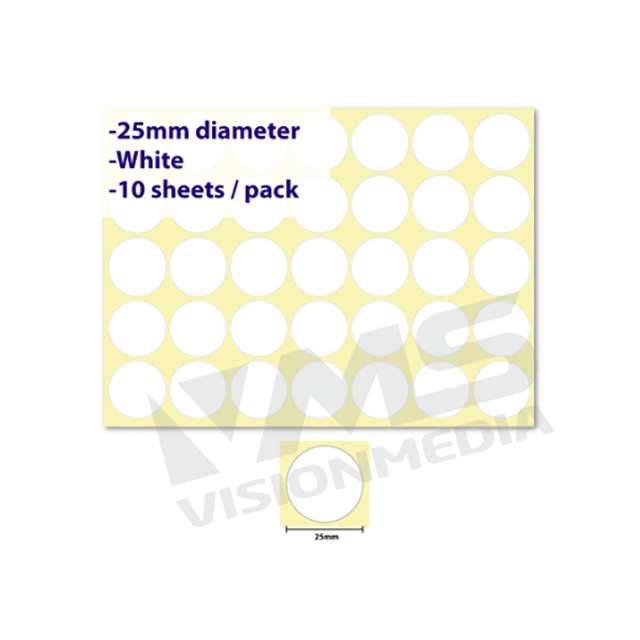 LABEL STICKER ROUND 25MM (WHITE) – Vision Media