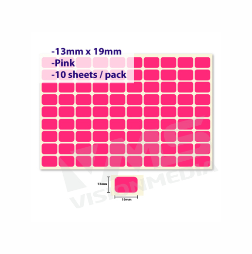 LABEL STICKER 13MM X 19MM (PINK) – Vision Media