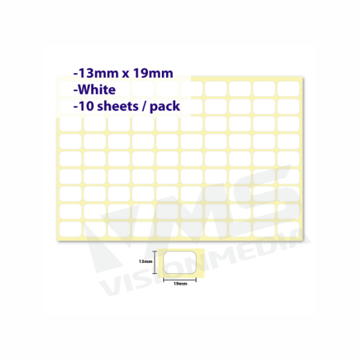 LABEL STICKER 13MM X 19MM (WHITE) – Vision Media