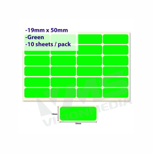 LABEL STICKER 19MM X 50MM (GREEN) – Vision Media