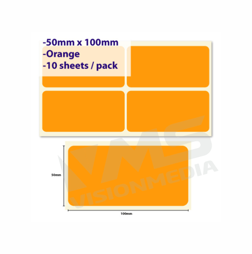 LABEL STICKER 50MM X 100MM (ORANGE) – Vision Media