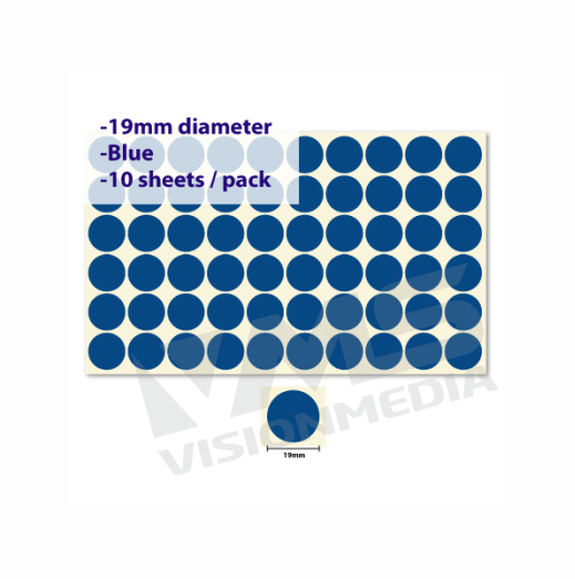 LABEL STICKER ROUND 19MM (BLUE) – Vision Media