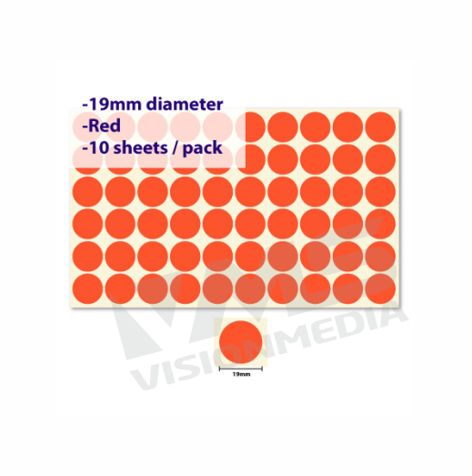 LABEL STICKER ROUND 19MM (RED) – Vision Media
