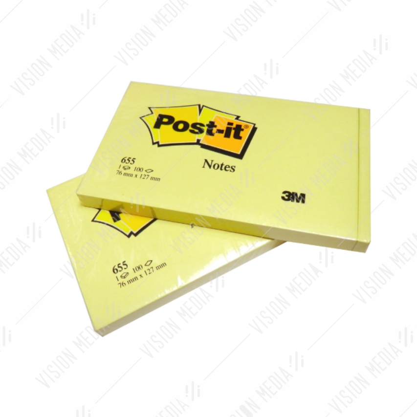 3M POST-IT NOTES 655, 3″X5″, CANARY YELLOW (100 SHTS/PAD) – Vision Media